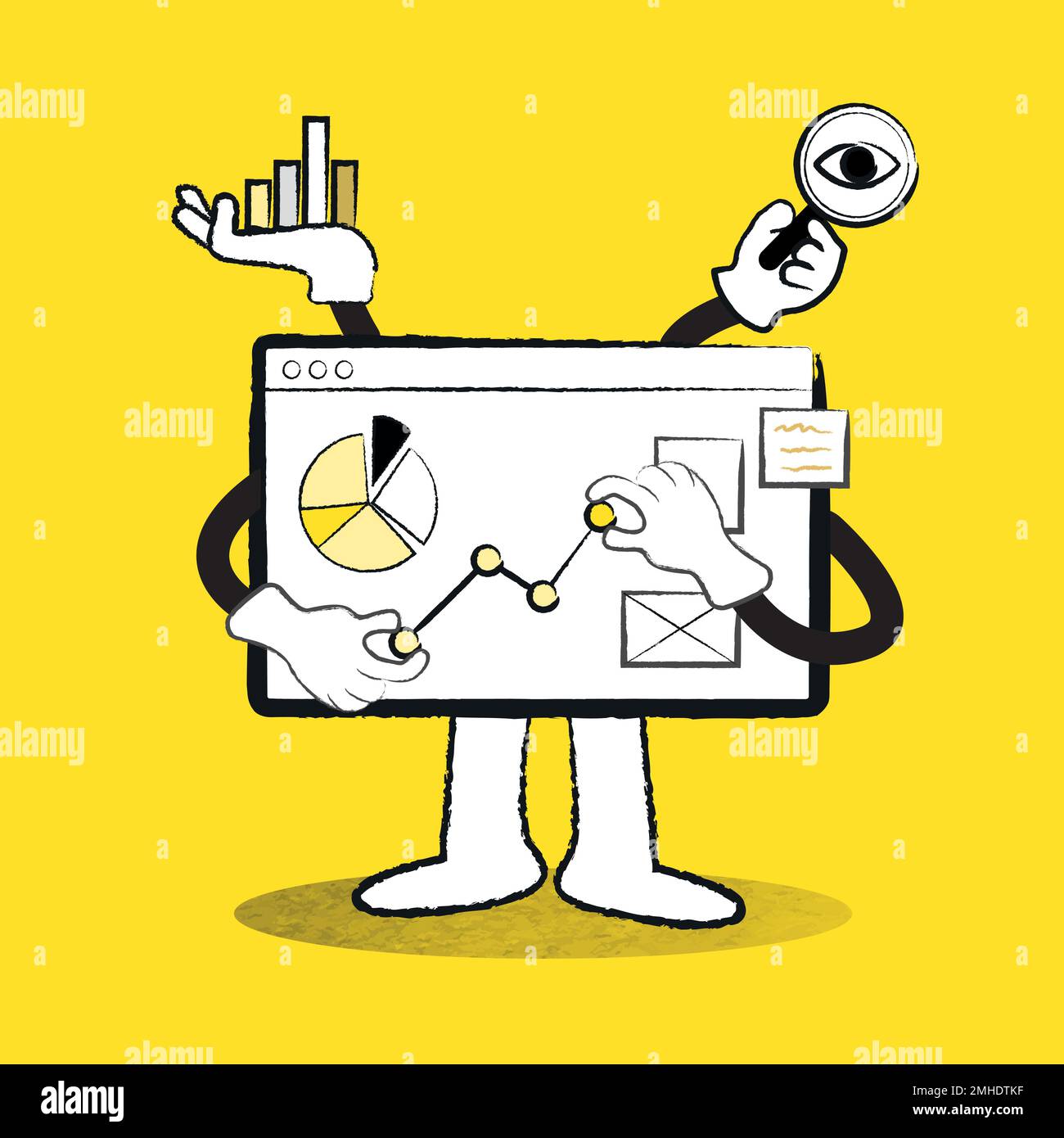E-commerce business analytics board vector doodle yellow illustration ...