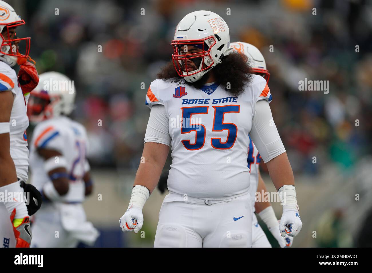 Boise State defensive tackle David Moa (55) in the first half of an ...