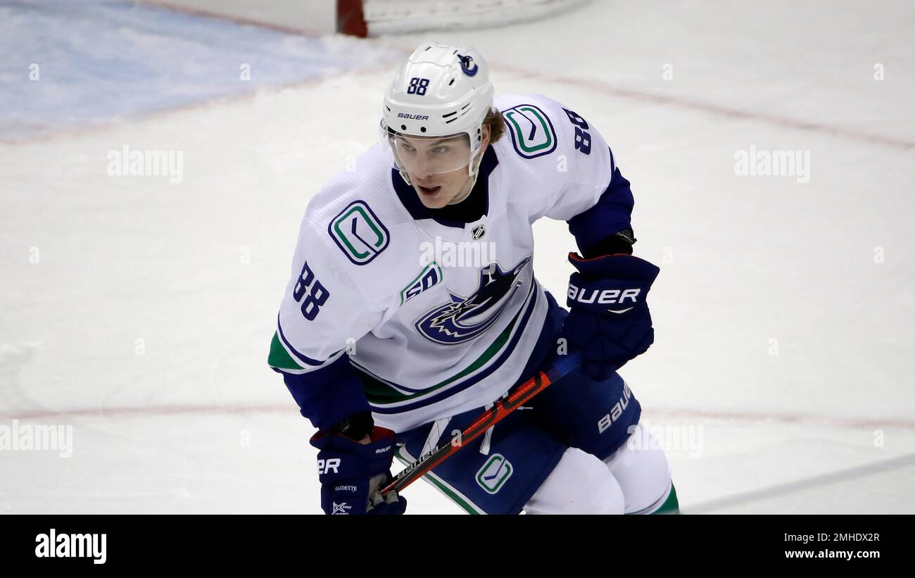 Vancouver Canucks' Adam Gaudette skates during the first period of an ...