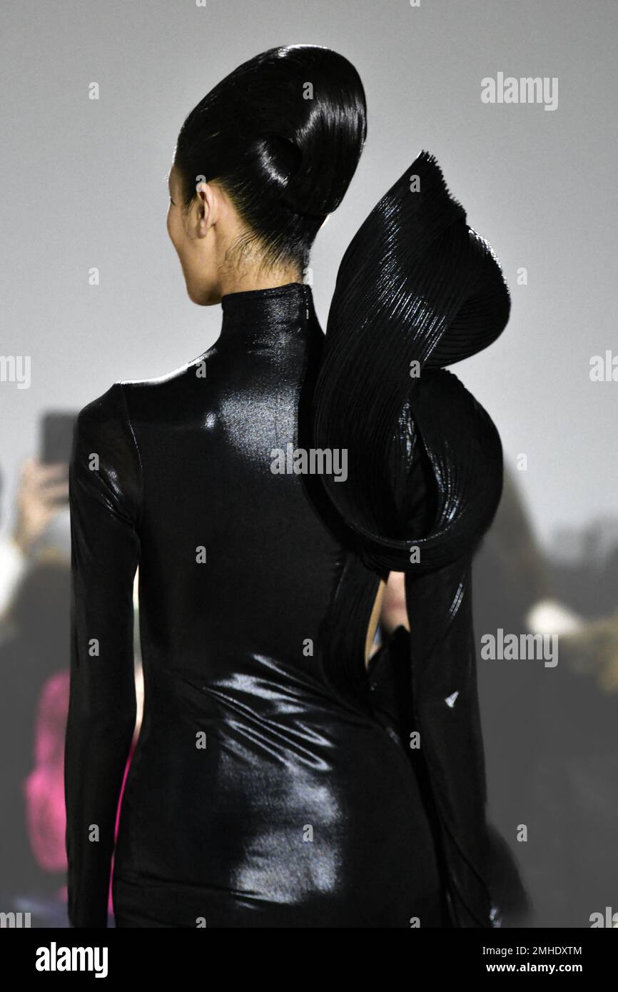 A model walks the runway at the PFW Gaurav Gupta Haute Couture Spring ...