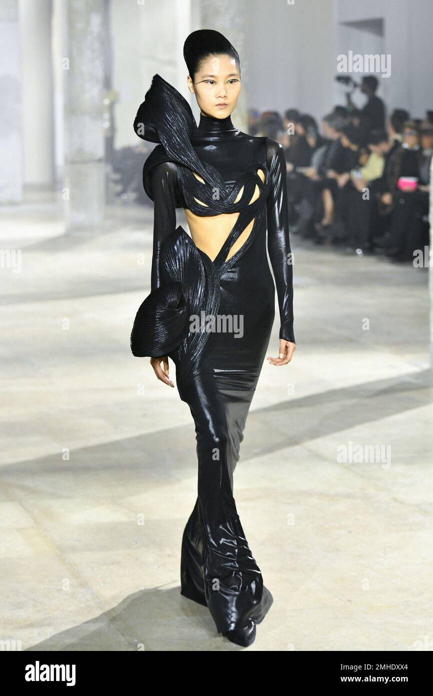 A model walks the runway at the PFW Gaurav Gupta Haute Couture Spring ...