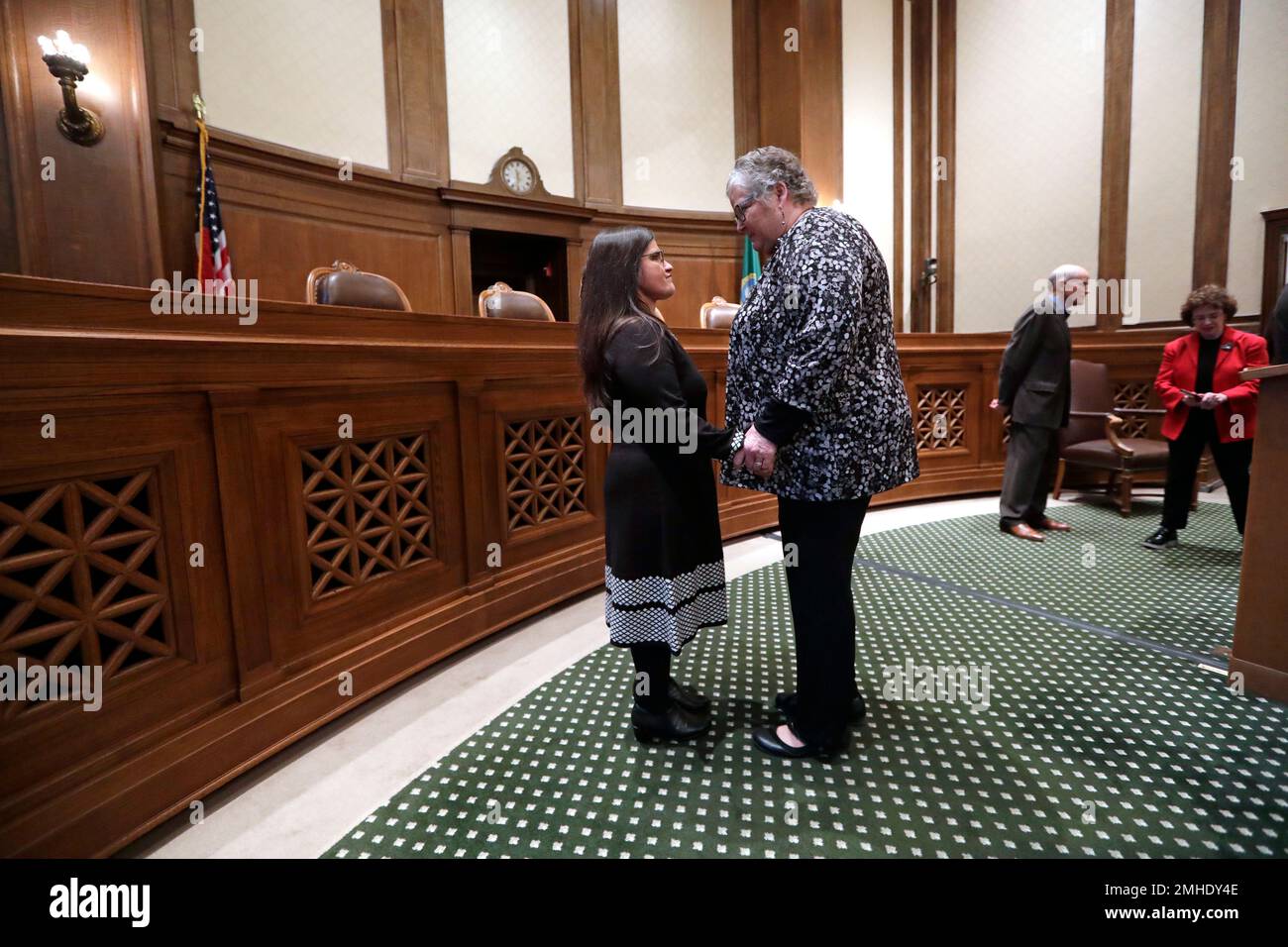 Whatcom County Superior Court Judge Raquel Montoya-Lewis, left, talks ...