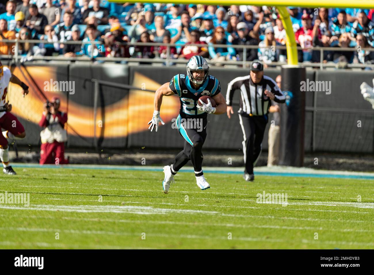 Carolina Panthers running back Christian McCaffrey (22) running with ...