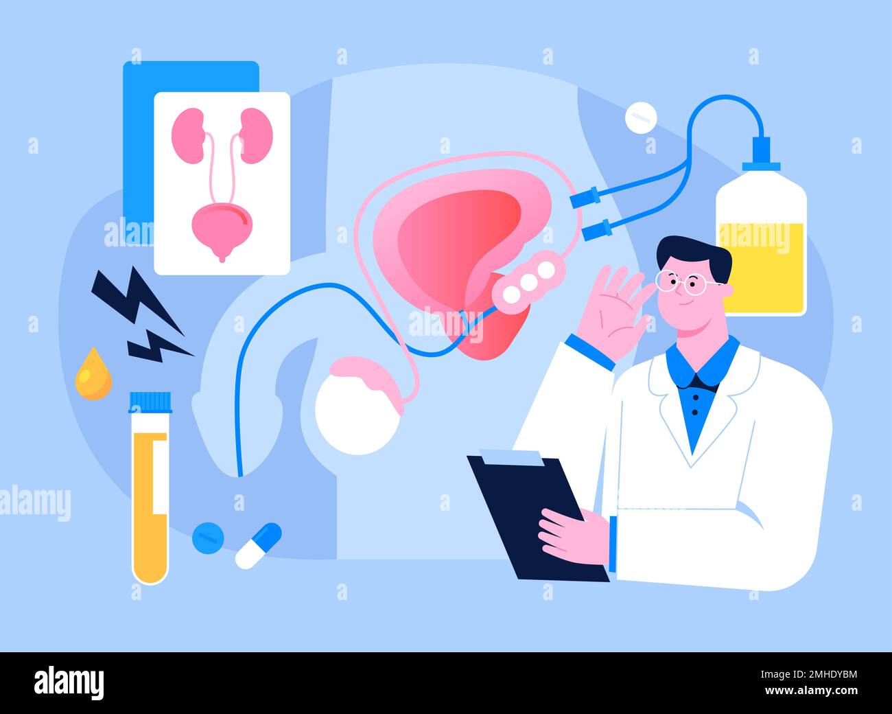 Vector illustration of various doctor professions, urologist Stock ...