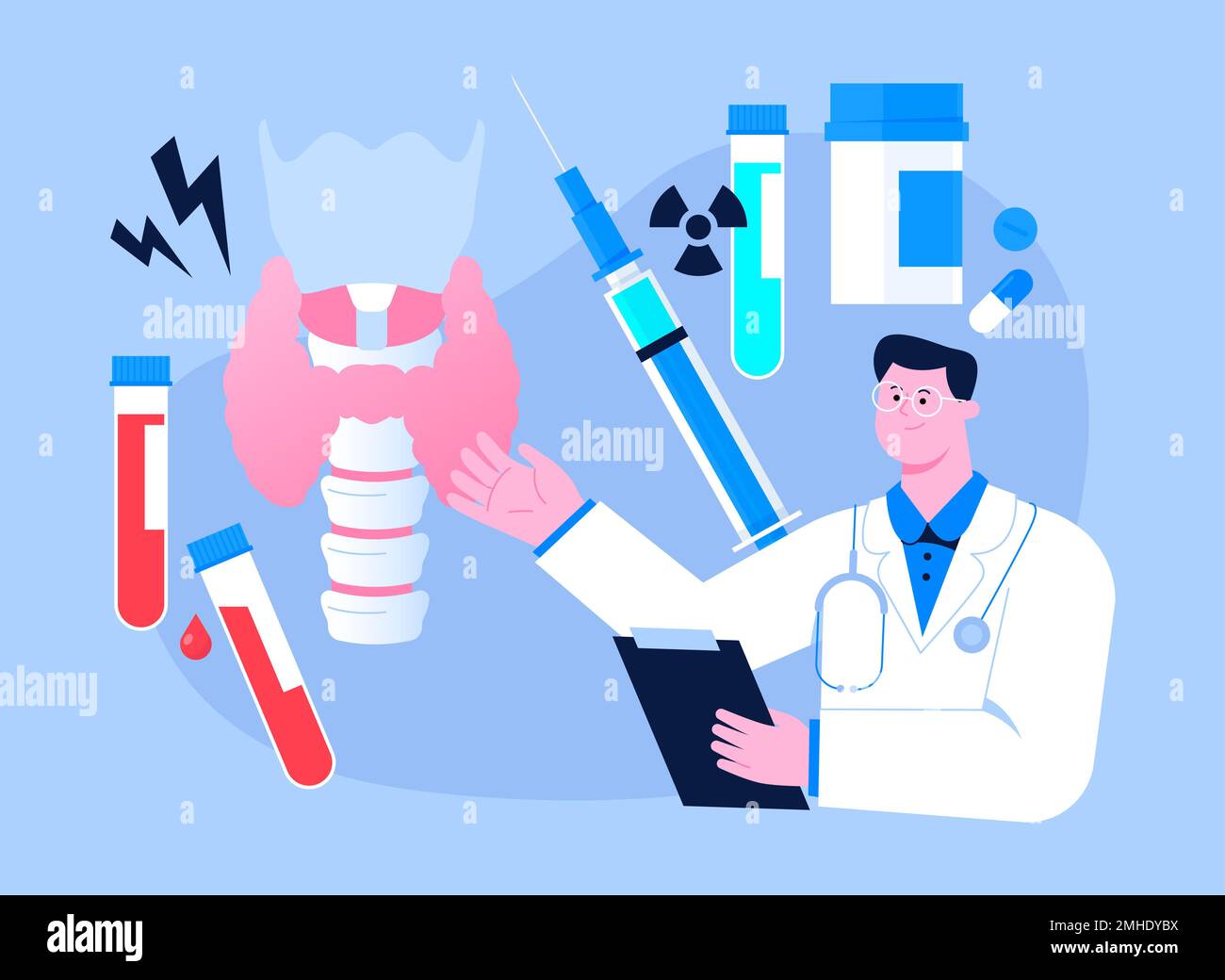 Vector illustration of various doctor professions, endocrinologist ...