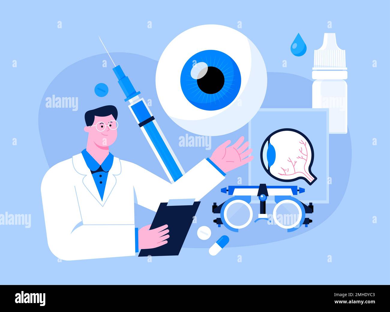 Vector illustration of various doctor professions, ophthalmology Stock ...