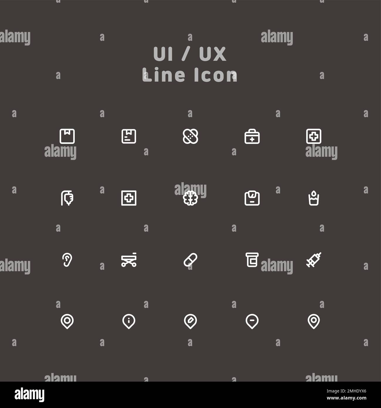 Simple white minimal line ui ux icon set Stock Photo - Alamy