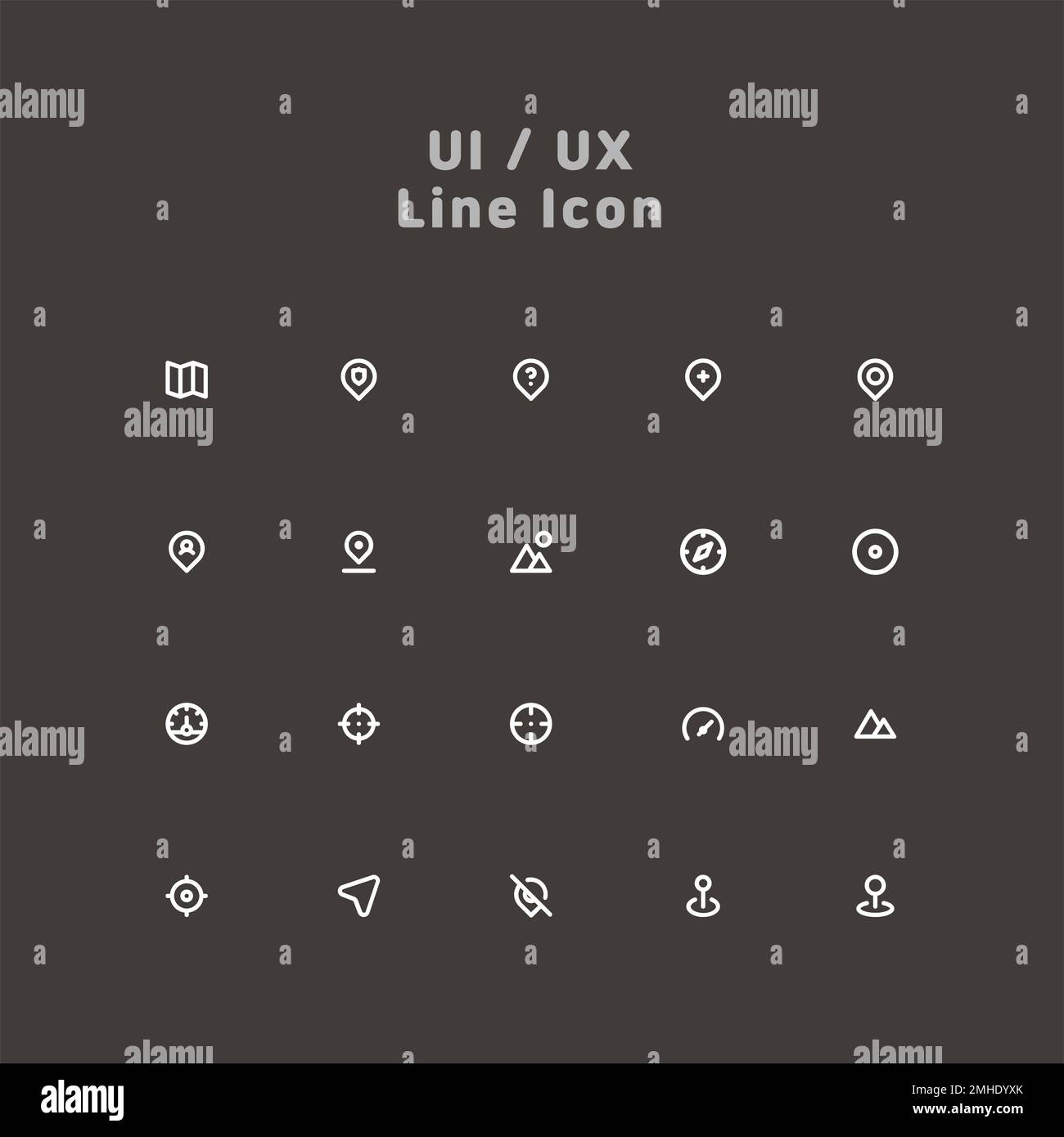 Simple white minimal line ui ux icon set Stock Photo - Alamy