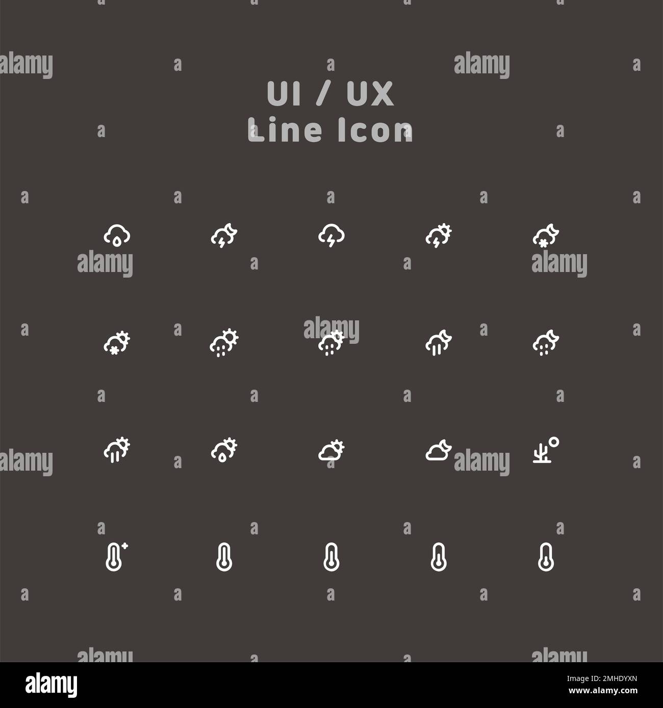 Simple white minimal line ui ux icon set Stock Photo - Alamy