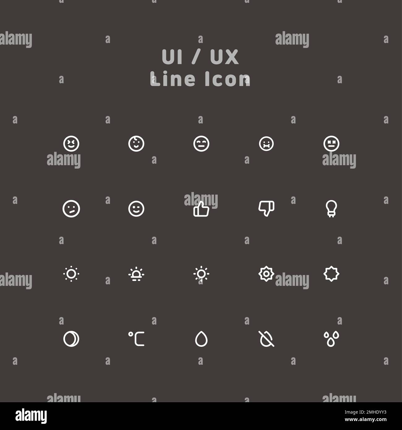 Simple white minimal line ui ux icon set Stock Photo - Alamy