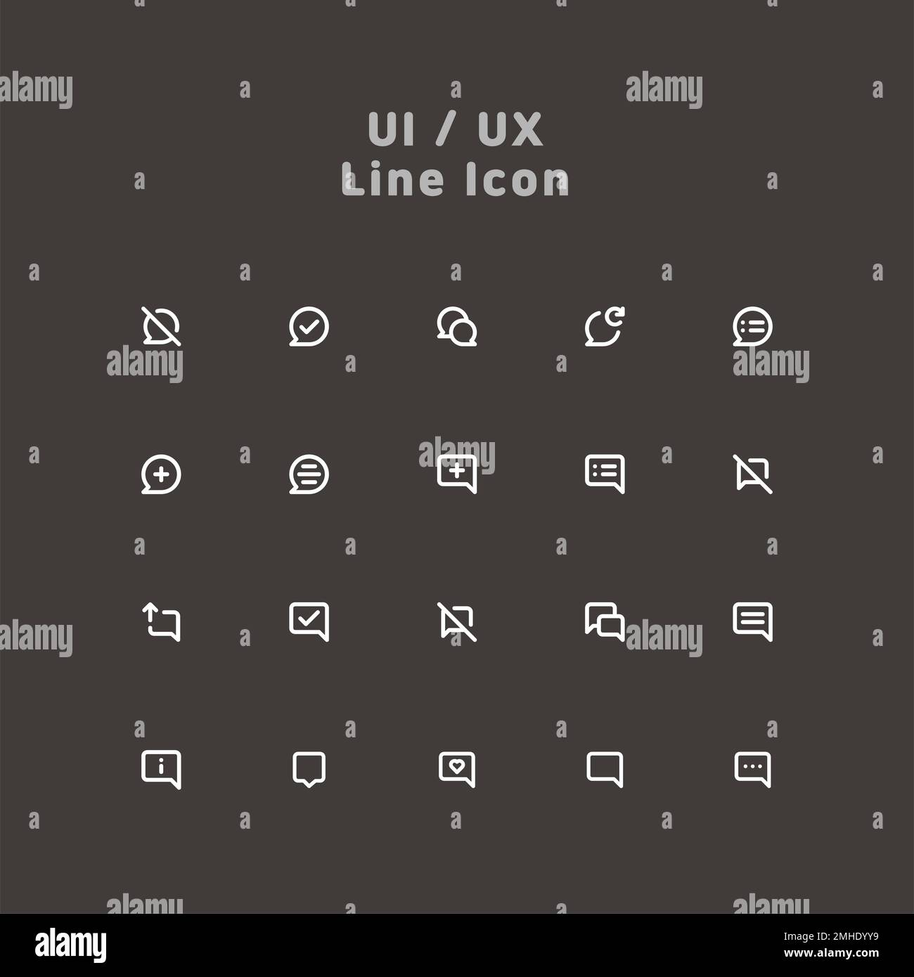 Simple white minimal line ui ux icon set Stock Photo - Alamy