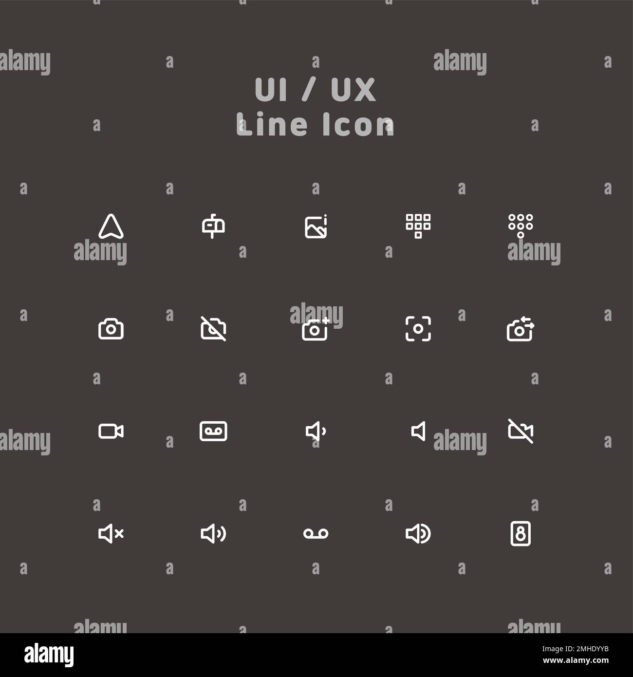 Simple white minimal line ui ux icon set Stock Photo - Alamy