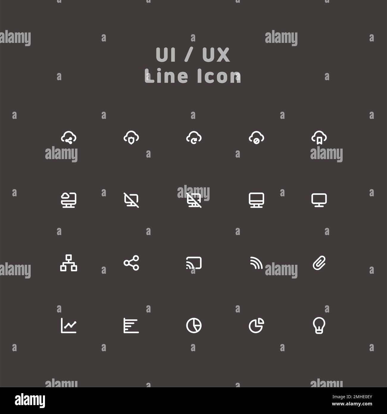Simple white minimal line ui ux icon set Stock Photo - Alamy