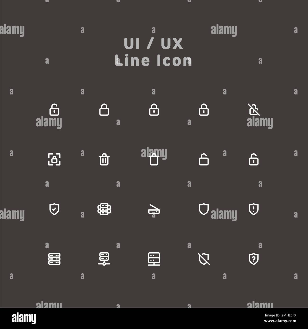 Simple white minimal line ui ux icon set Stock Photo - Alamy
