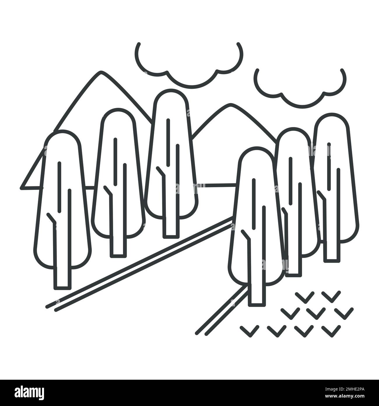 Rural village road sketch Cut Out Stock Images & Pictures - Alamy