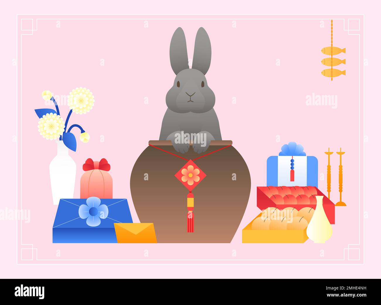 Rabbit and traditional objects of Korea Stock Photo - Alamy