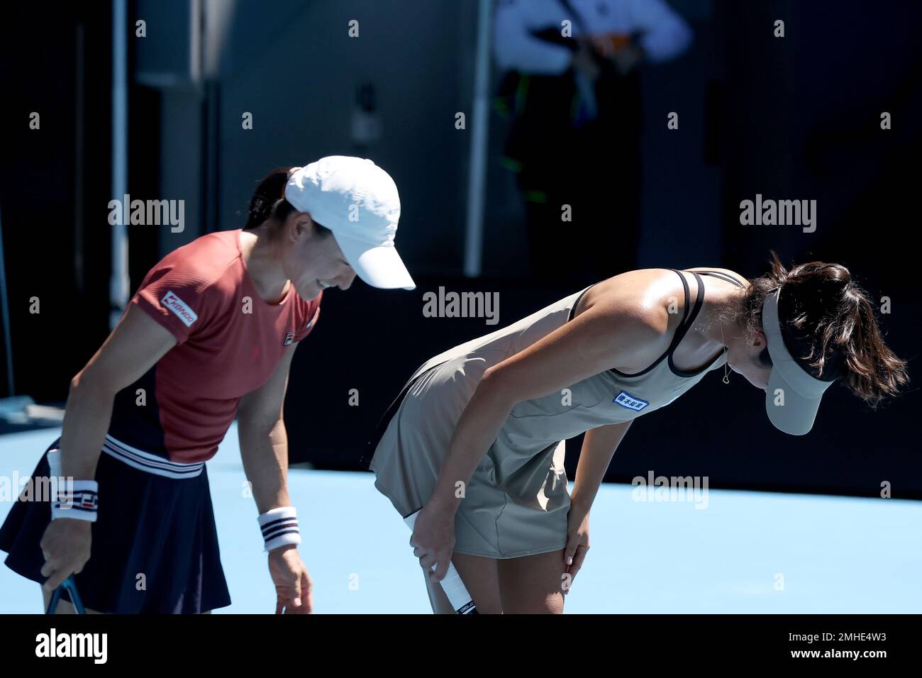 Shuko Aoyama (left) and Ena Shibahara of Japan gesture after winning ...