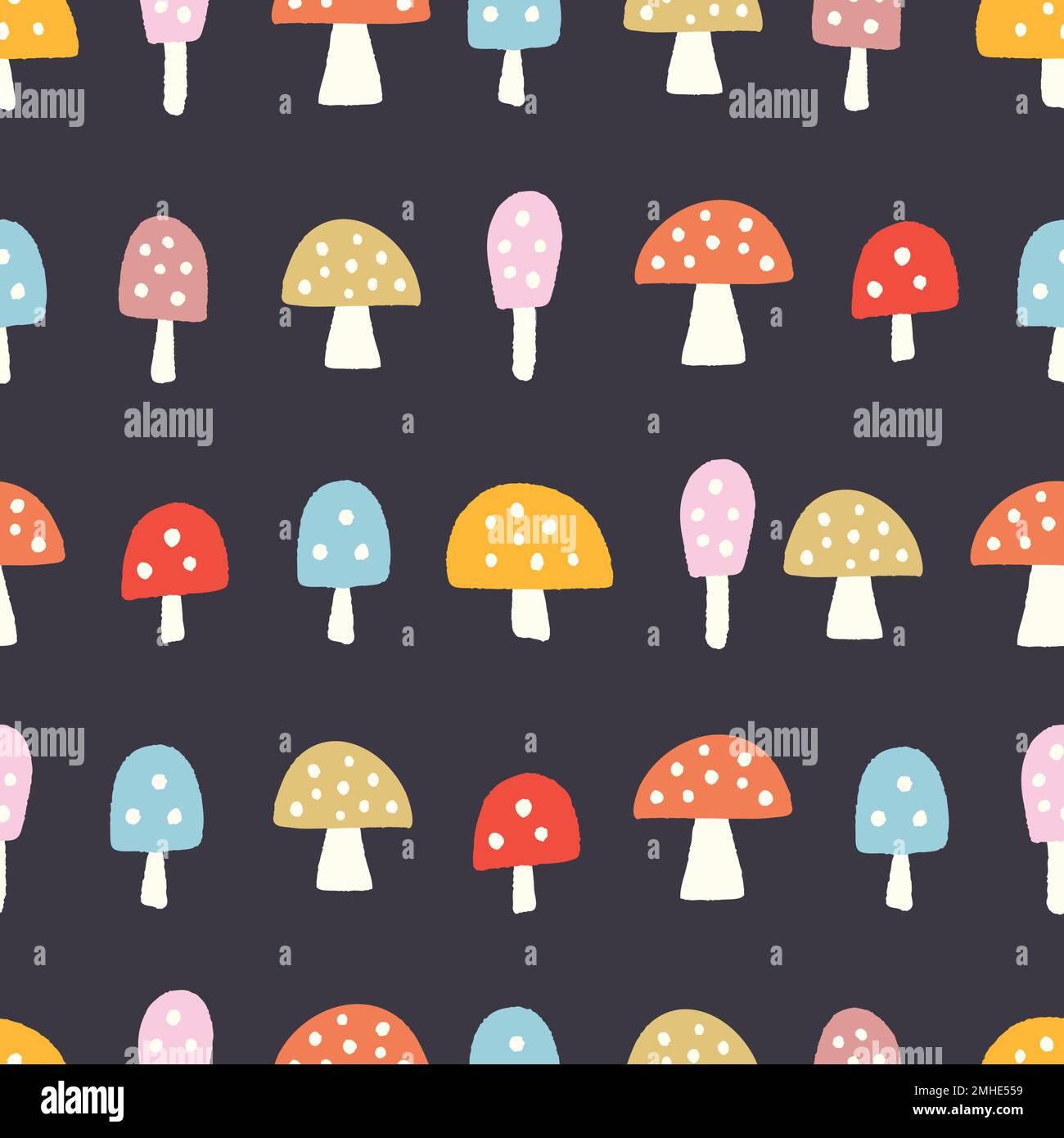 Mushroom background pattern. Fall vector seamless repeat of bright ...