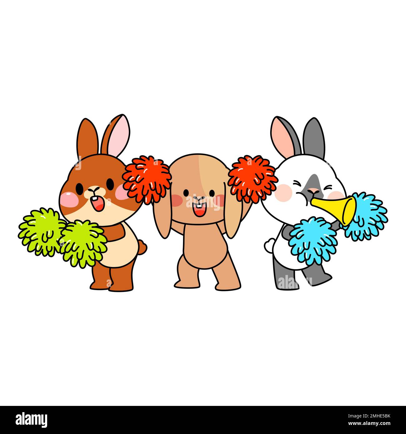 cute emoji rabbit character cheering Stock Photo - Alamy