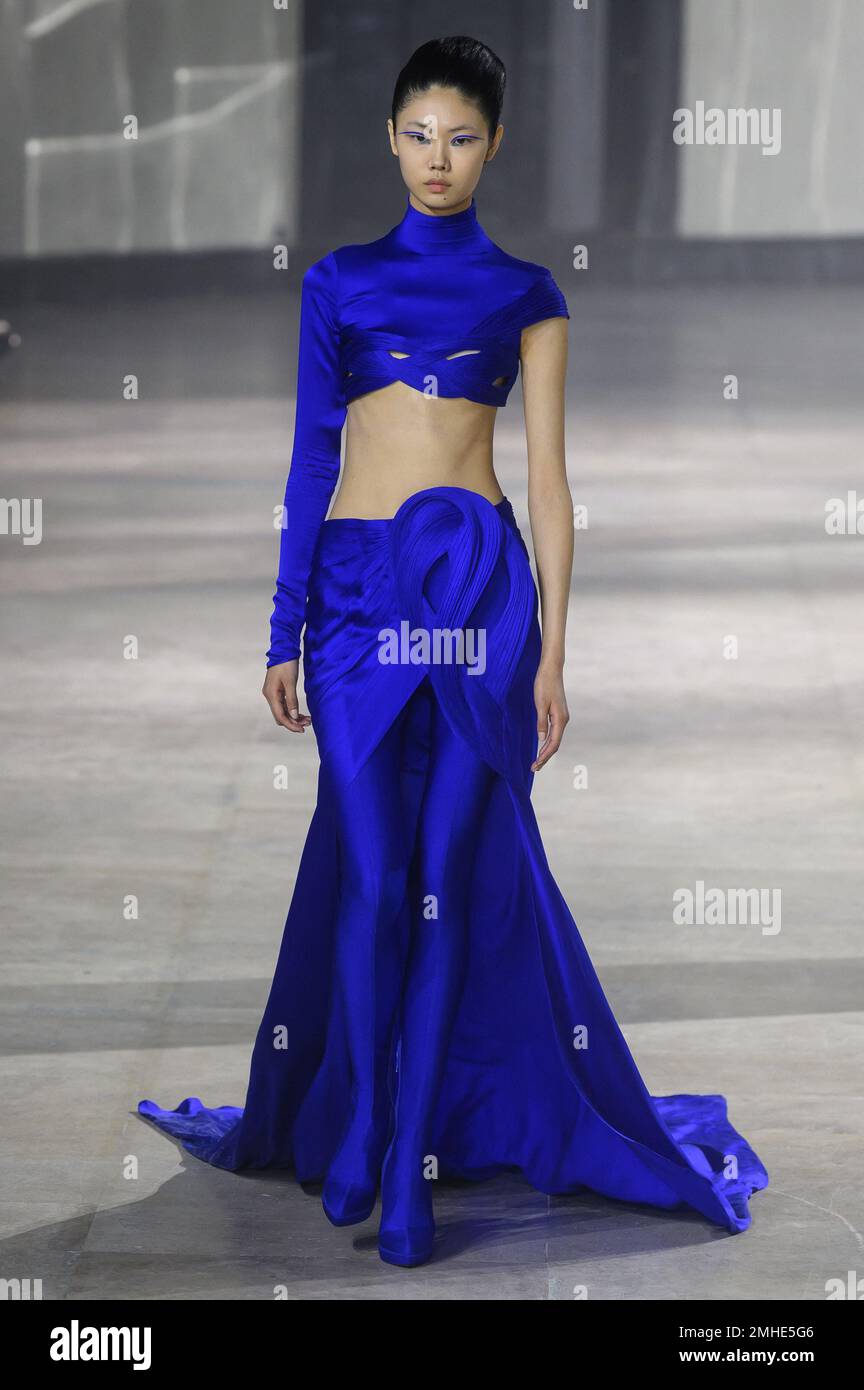 A model walks the runway during the Gaurav Gupta Haute Couture 2023 ...