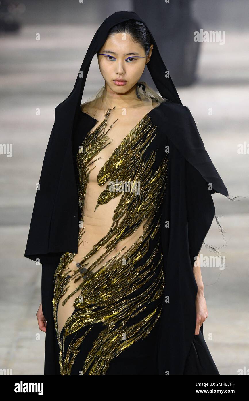 A model walks the runway during the Gaurav Gupta Haute Couture 2023 ...