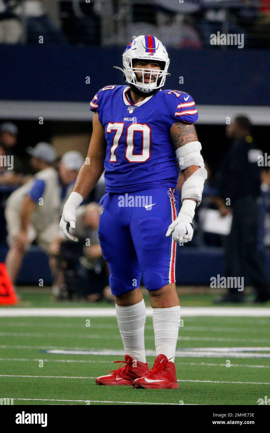 Buffalo Bills offensive tackle Cody Ford lines up against the Dallas ...