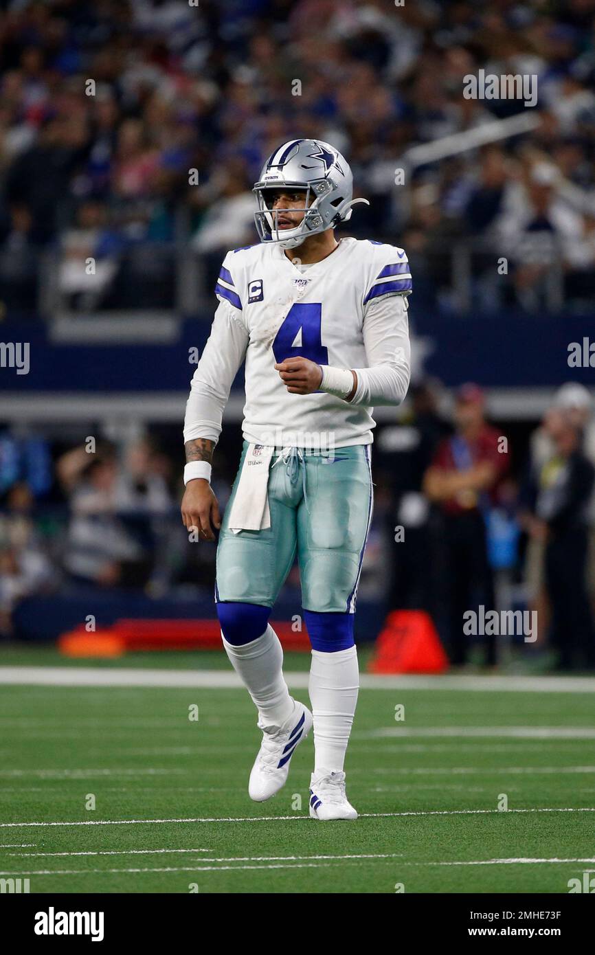 Dallas Cowboys quarterback Dak Prescott (4) looks to the sideline ...