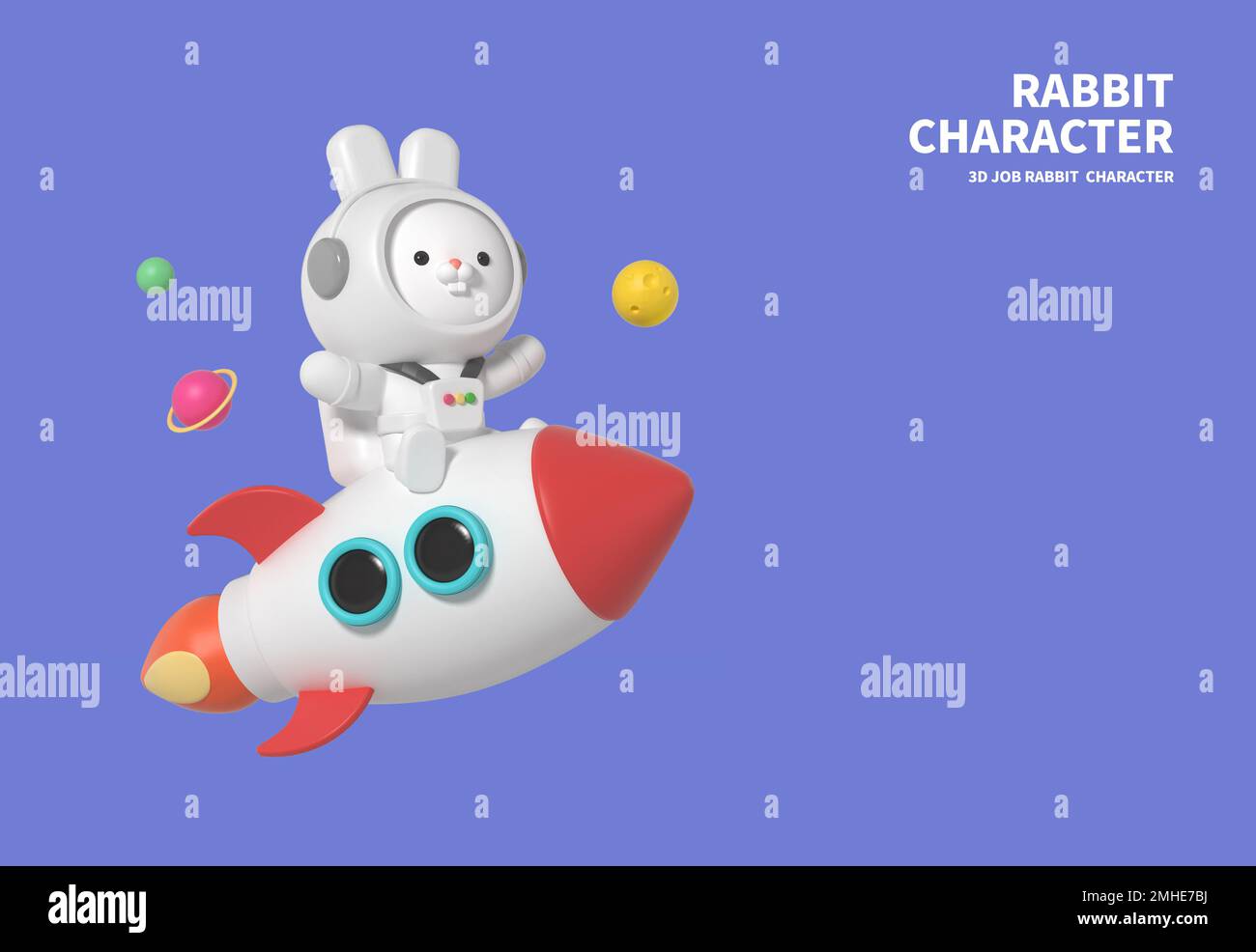 3d rendered cute rabbit character astronaut Stock Photo - Alamy