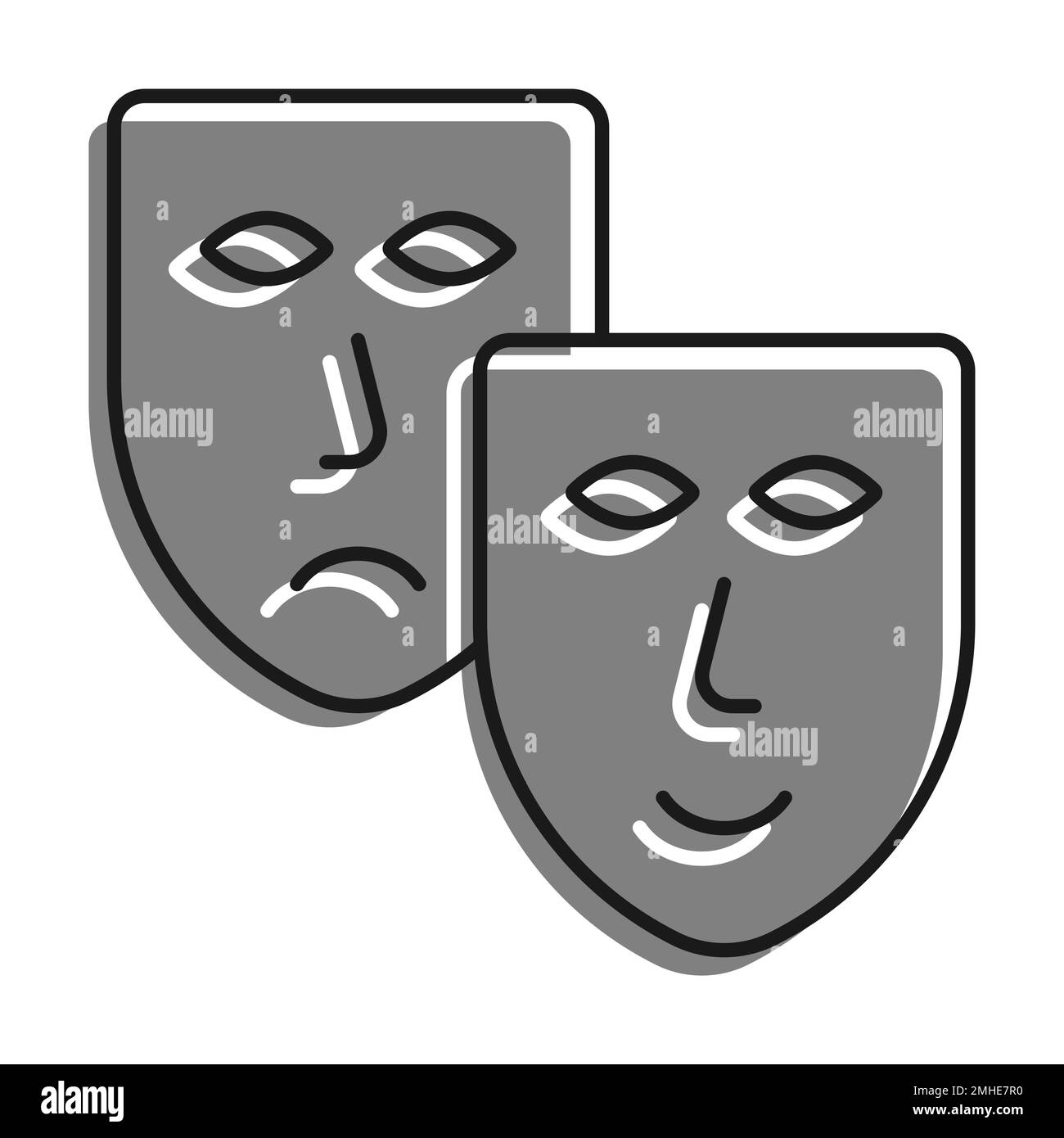 Linear filled with gray color icon. Comedy And Tragic Theatrical Masks ...