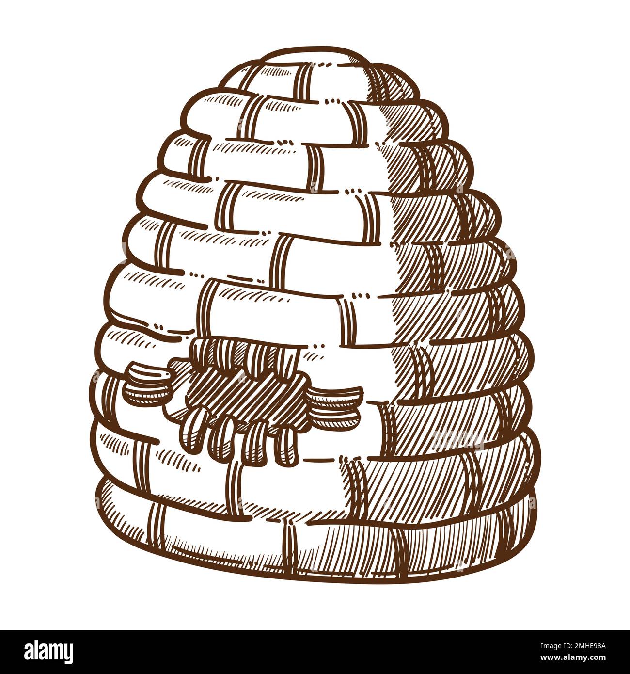 Beekeeping farm, beehive, apiary and apiculture isolated sketch Stock ...