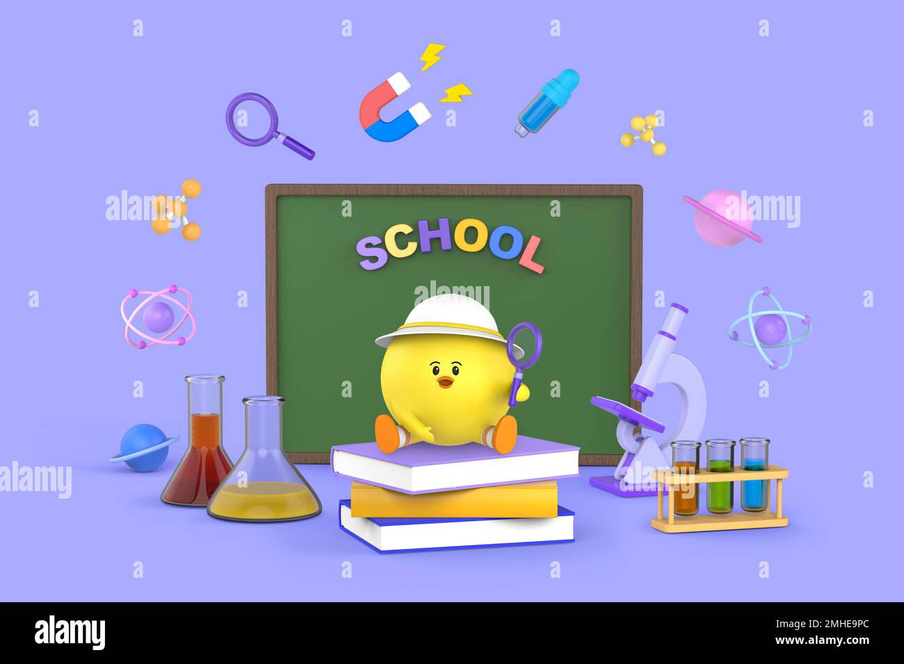 3d graphic rendered education character scientific experiment Stock ...