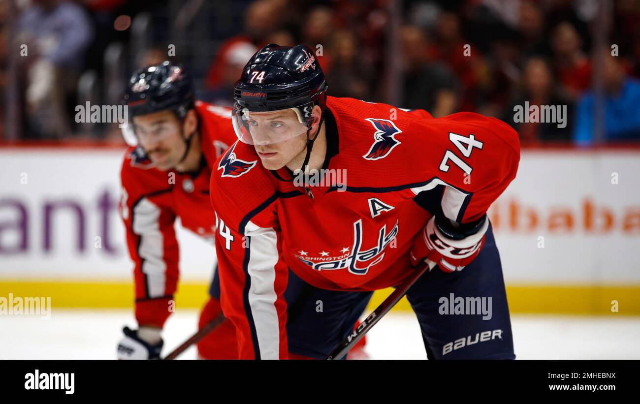 Washington Capitals defenseman John Carlson stands on the ice in the ...