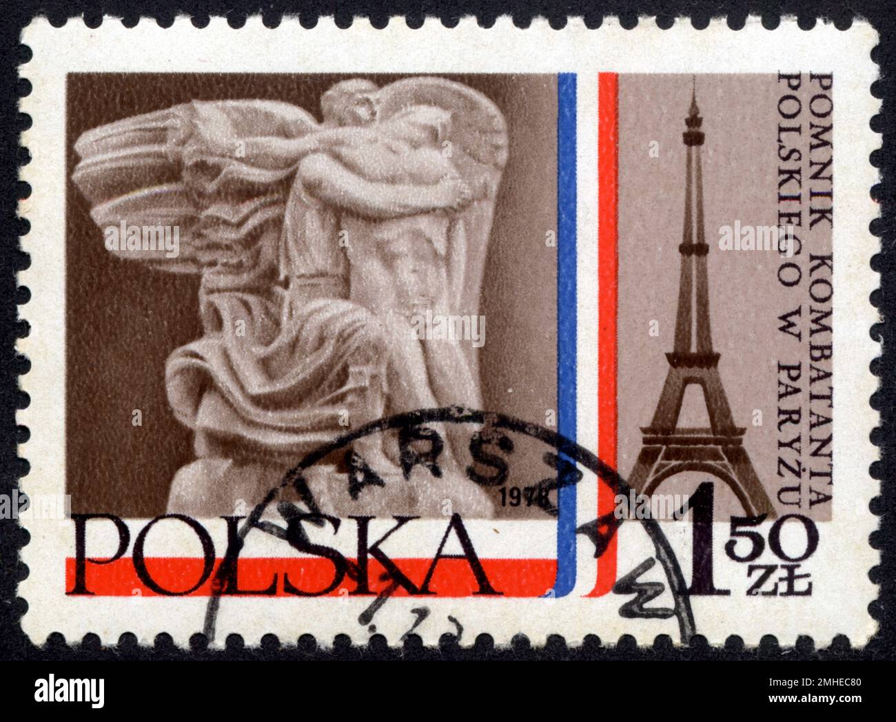 TIMBRE OBLITÉRÉ POMNIK KOMBATANTA POLSKIEGO W PARYZU. POLSKA. 1978. 1,50 ZL Stock Photo - Alamy