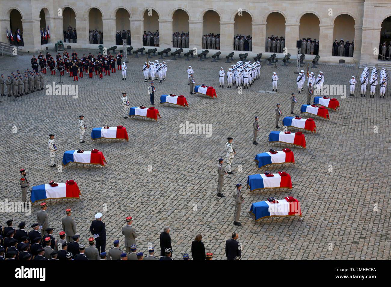 Coffins of 13 French soldiers killed in Mali lay at the Invalides ...