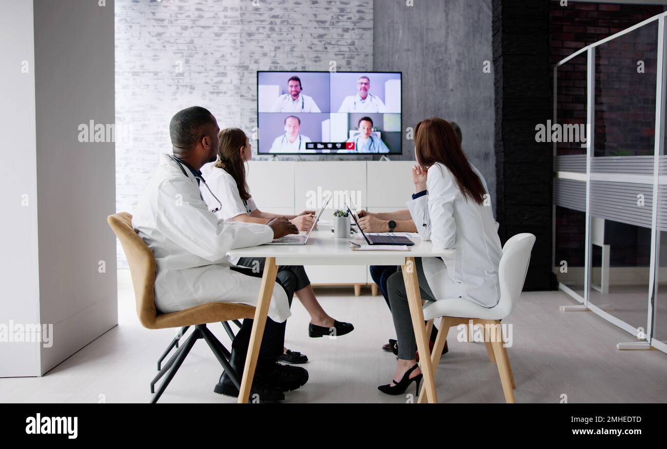 Elearning Video Conference Presentation Meeting And Webinar Stock Photo ...