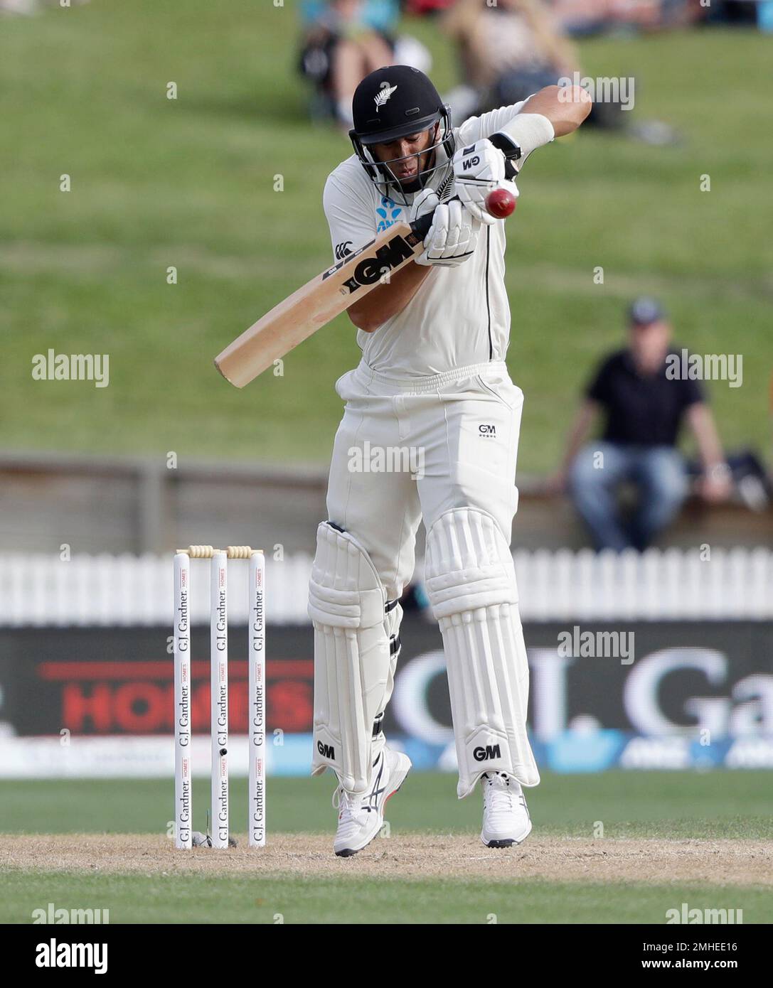 New Zealand's Ross Taylor bats during play on day four of the second ...