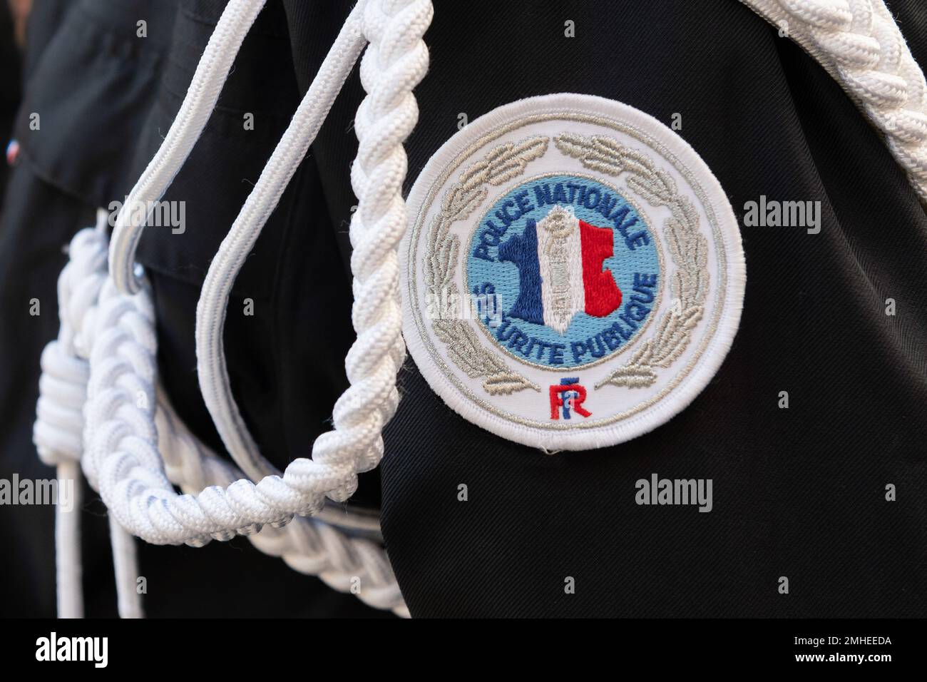 Toulon, France. 24th Jan, 2023. Close-up on the logo of the national ...