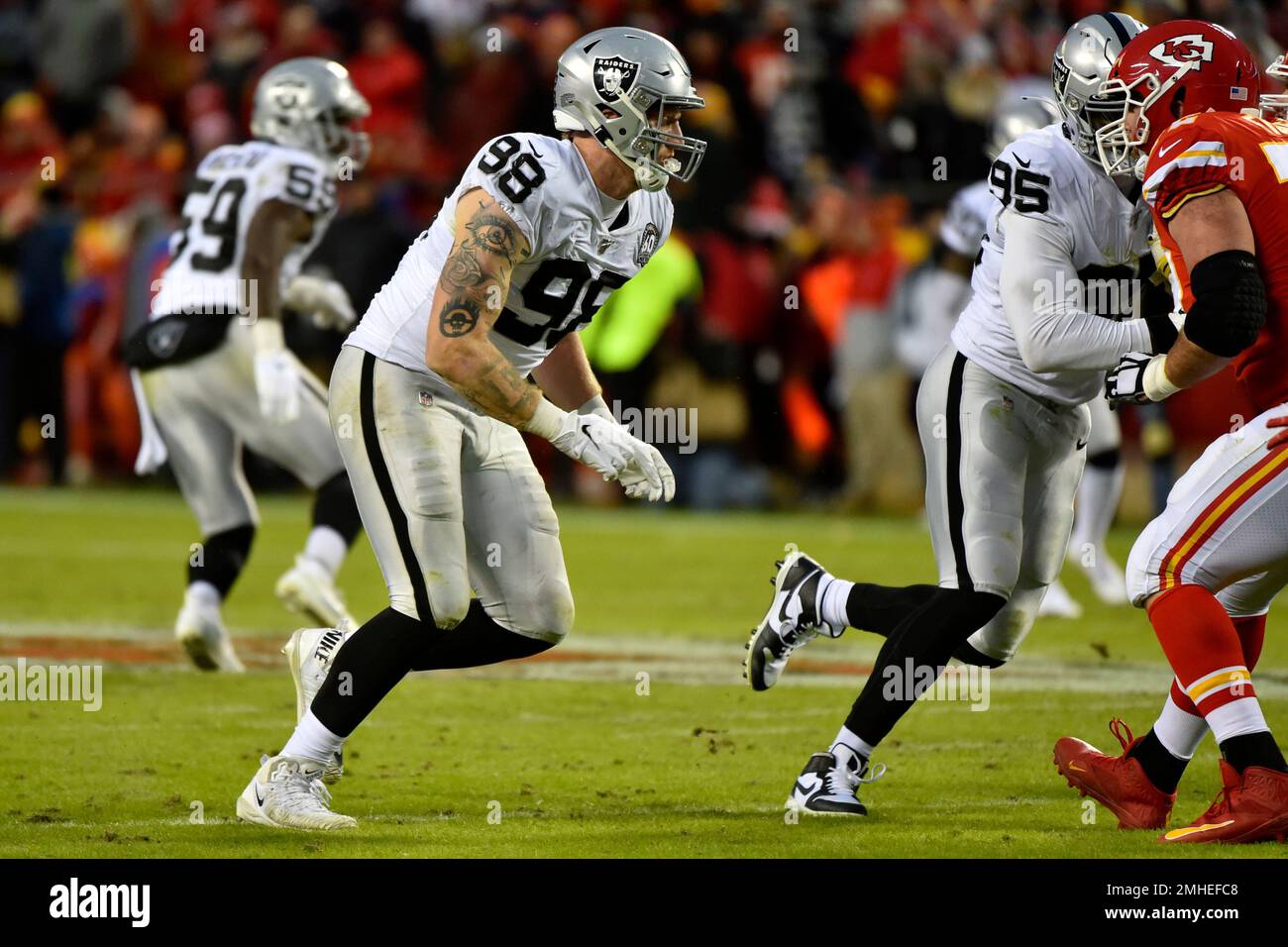 Oakland Raiders defensive end Maxx Crosby (98) during the first half of ...