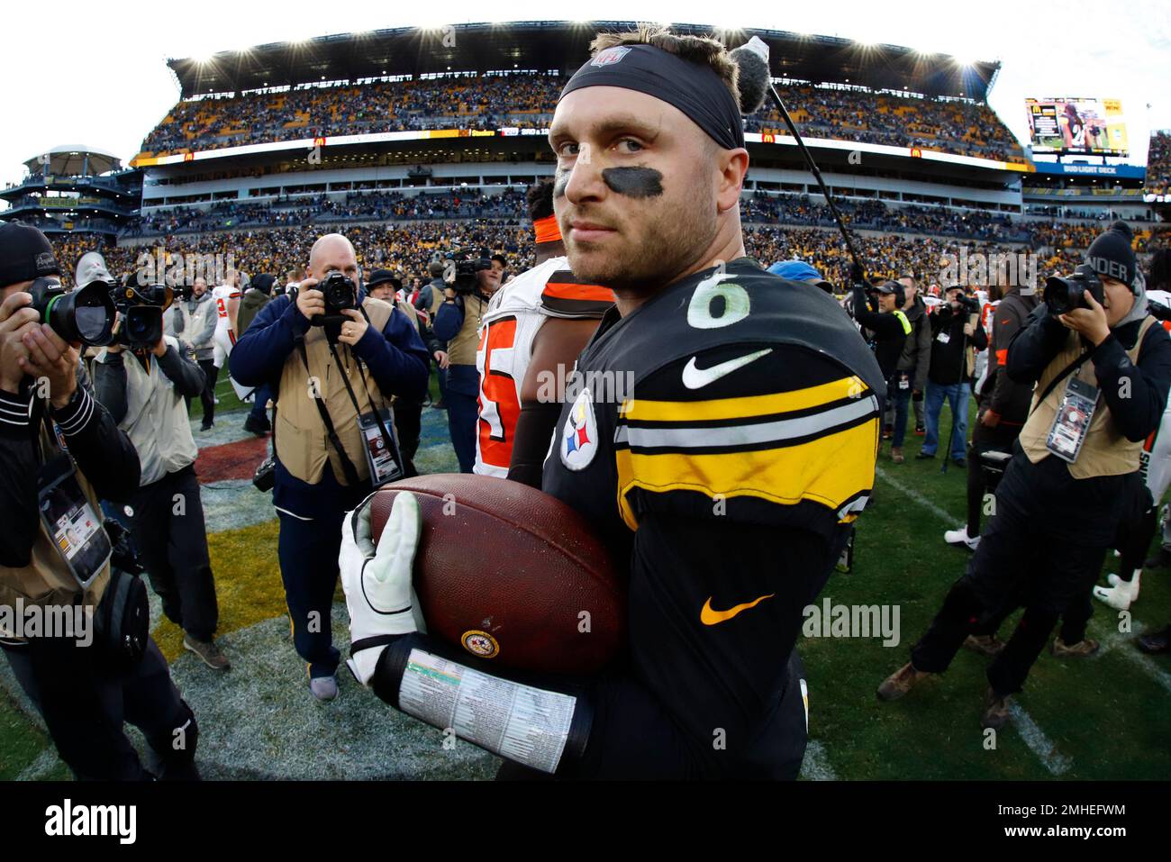 Pittsburgh Steelers quarterback Devlin Hodges (6) stands on the field ...