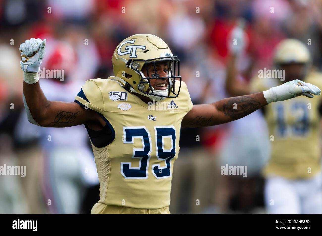 Georgia Tech defensive back Wesley Walker celebrates during an NCAA ...