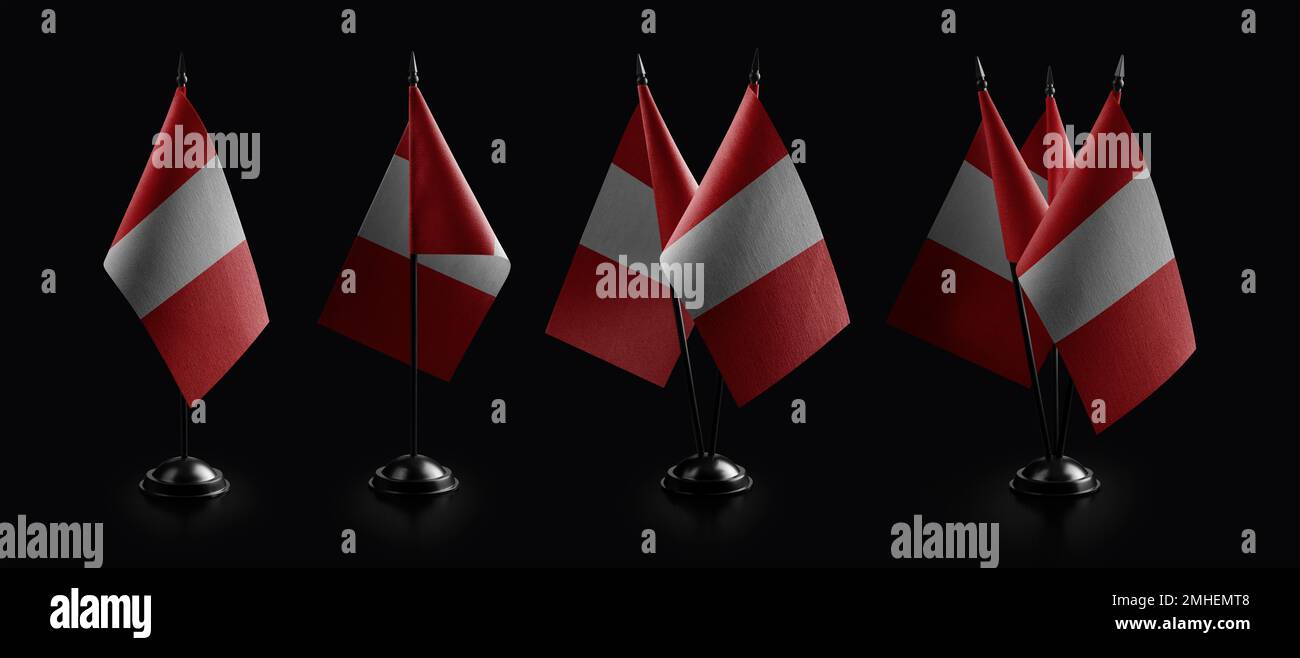 Small national flags of the Peru on a black background Stock Photo - Alamy