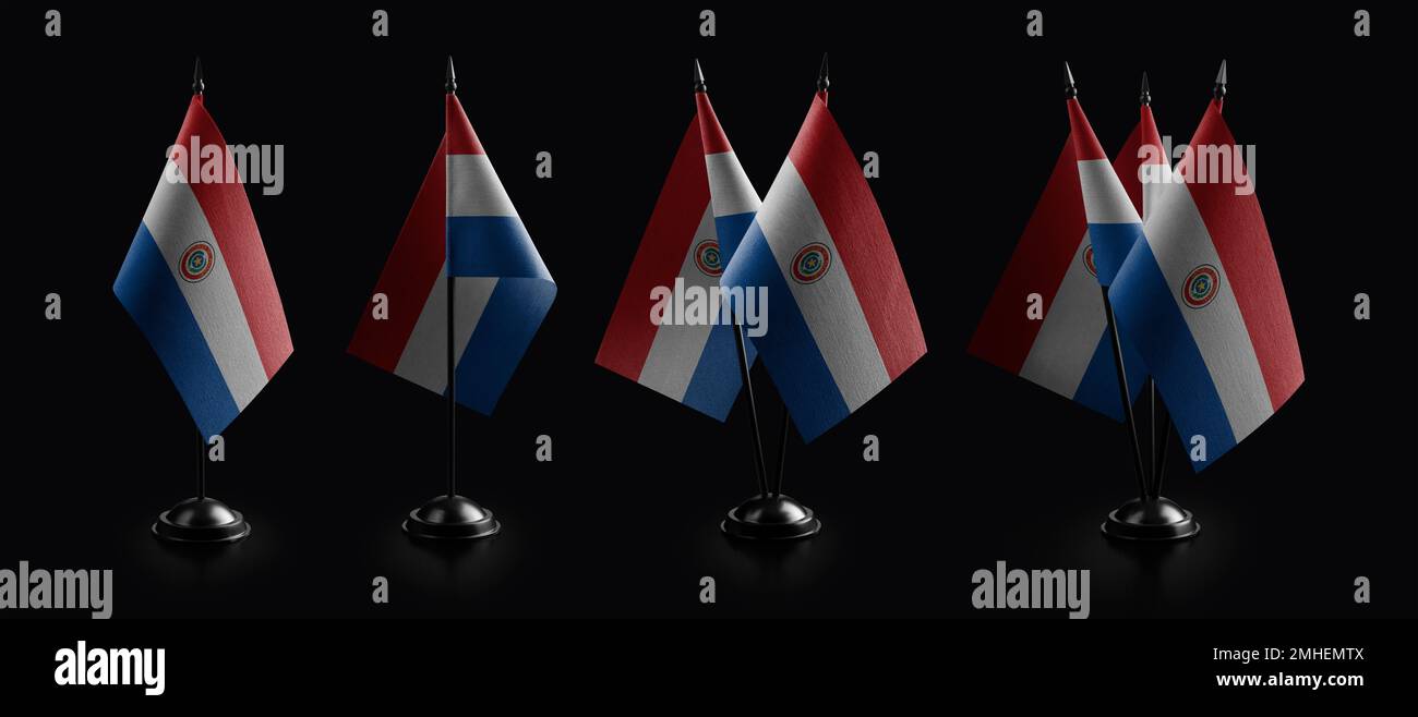 Small national flags of the Paraguay on a black background Stock Photo ...