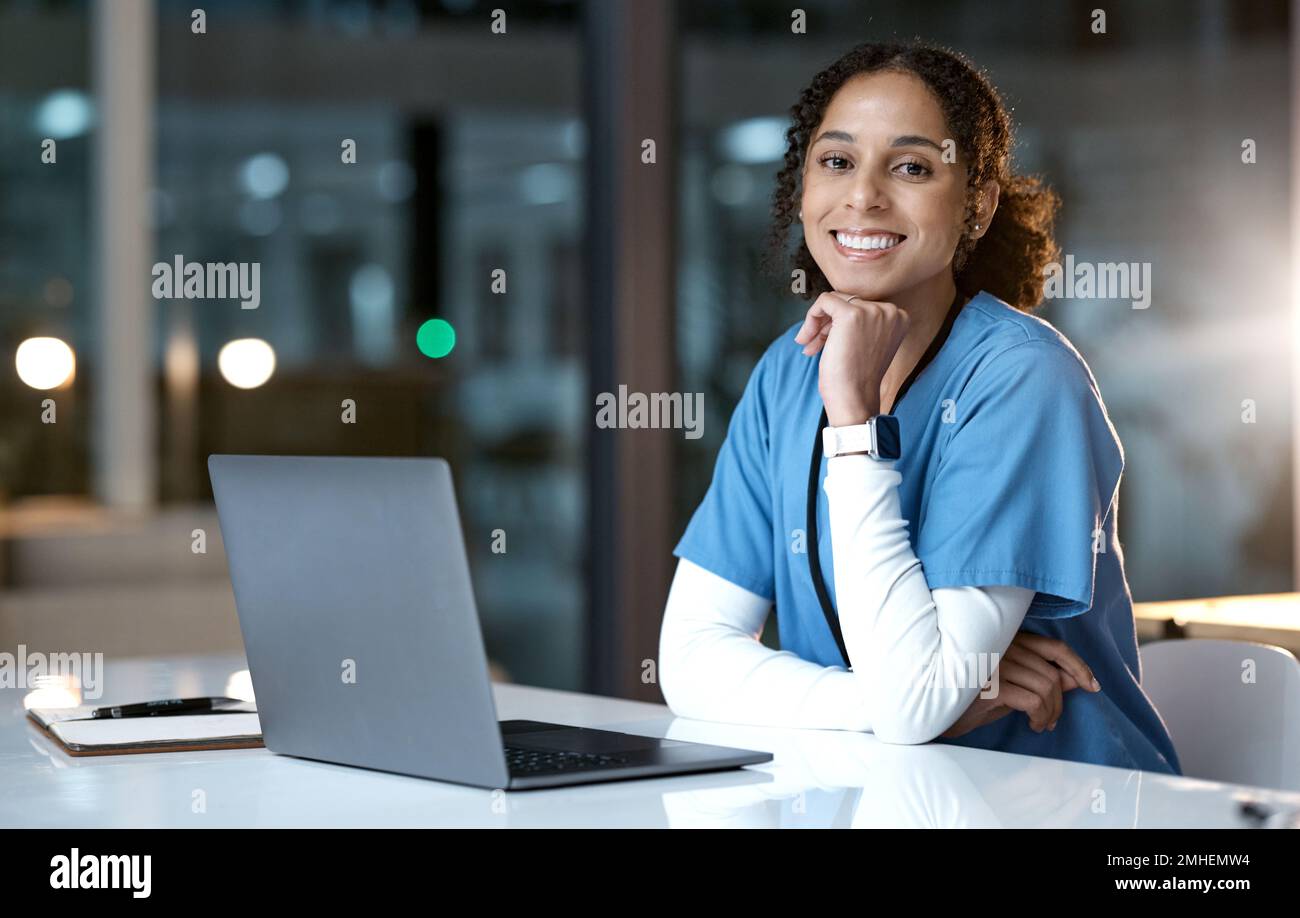Doctor, computer and black woman portrait in a healthcare office at ...