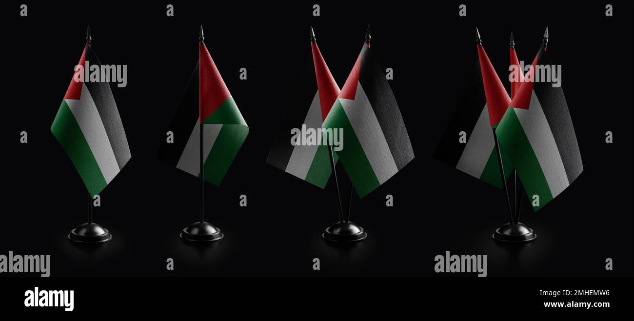 Small national flags of the Palestine on a black background Stock Photo ...