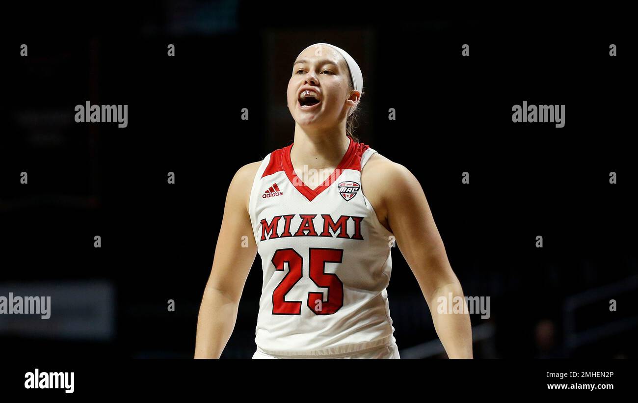 Miami Redhawks guard Peyton Scott (25) during an NCAA women's ...