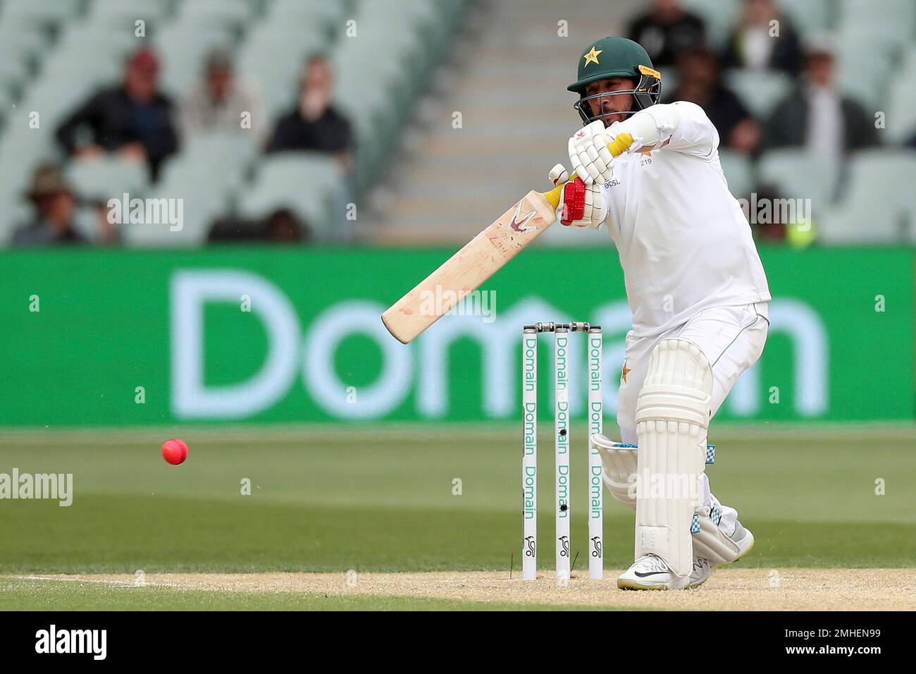 Pakistan's Babar Azam plays a shot during their cricket test match ...