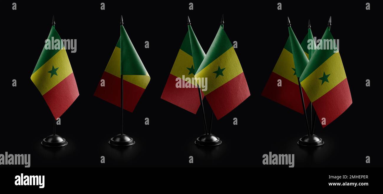 Small national flags of the Senegal on a black background Stock Photo ...
