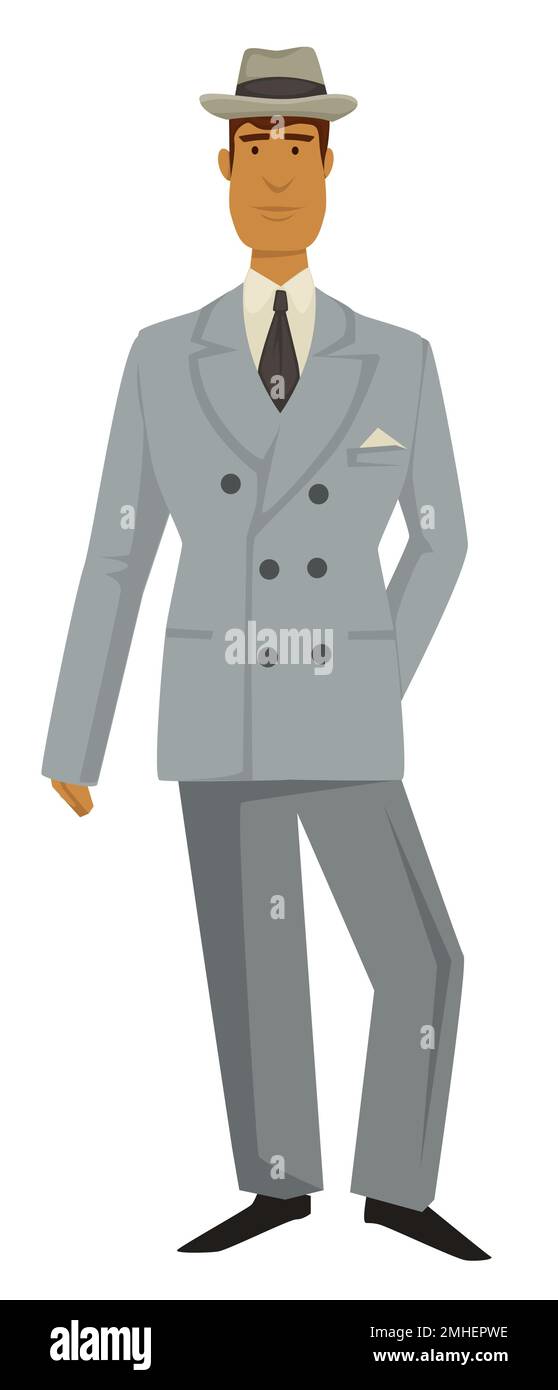 Man in vintage suit and hat, 1930s fashion style, retro outfit Stock ...