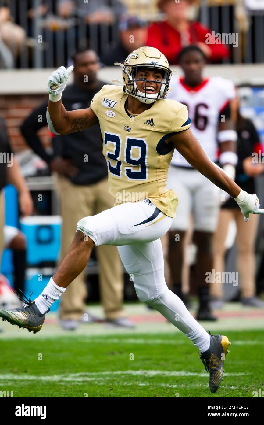 Georgia Tech defensive back Wesley Walker celebrates a fumble recovery ...