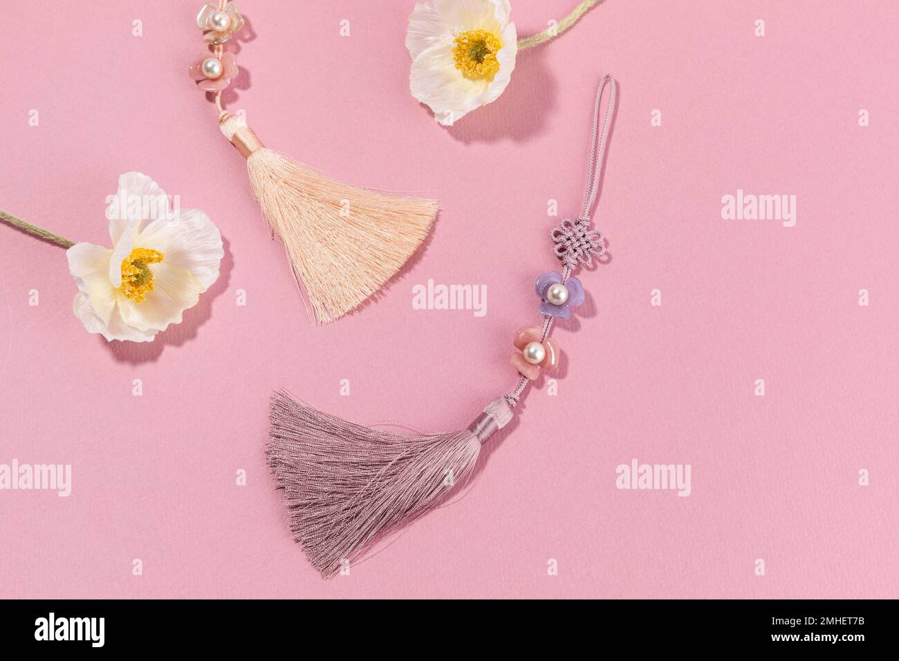 collection of korean traditional objects Norigae and flowers Stock ...